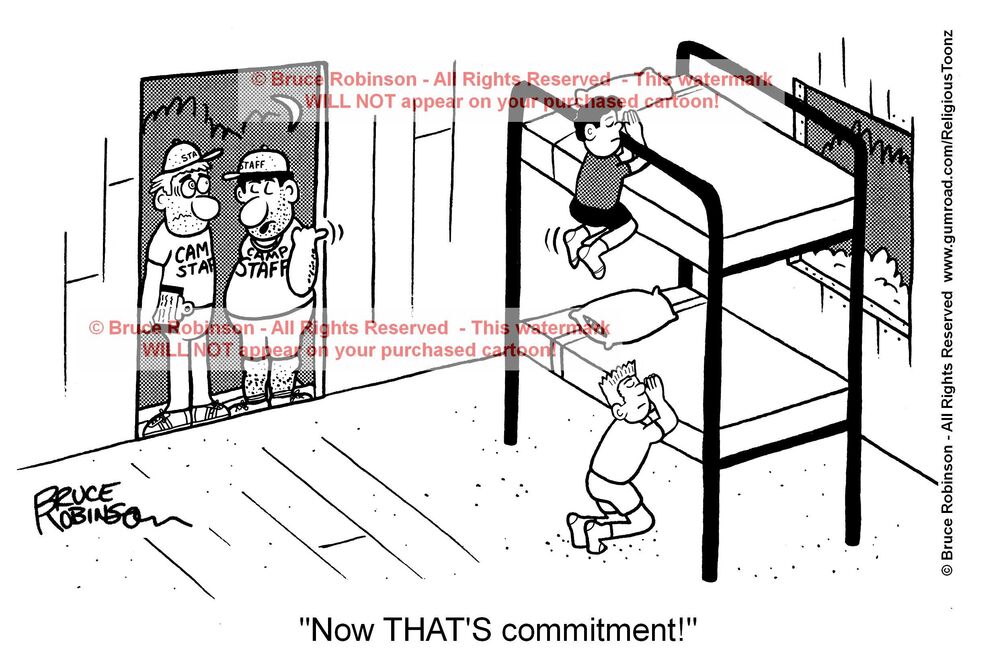 "Now THAT'S commitment!" cartoon