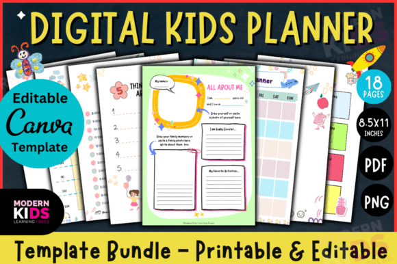 Digital Kids Planner - Canva Template