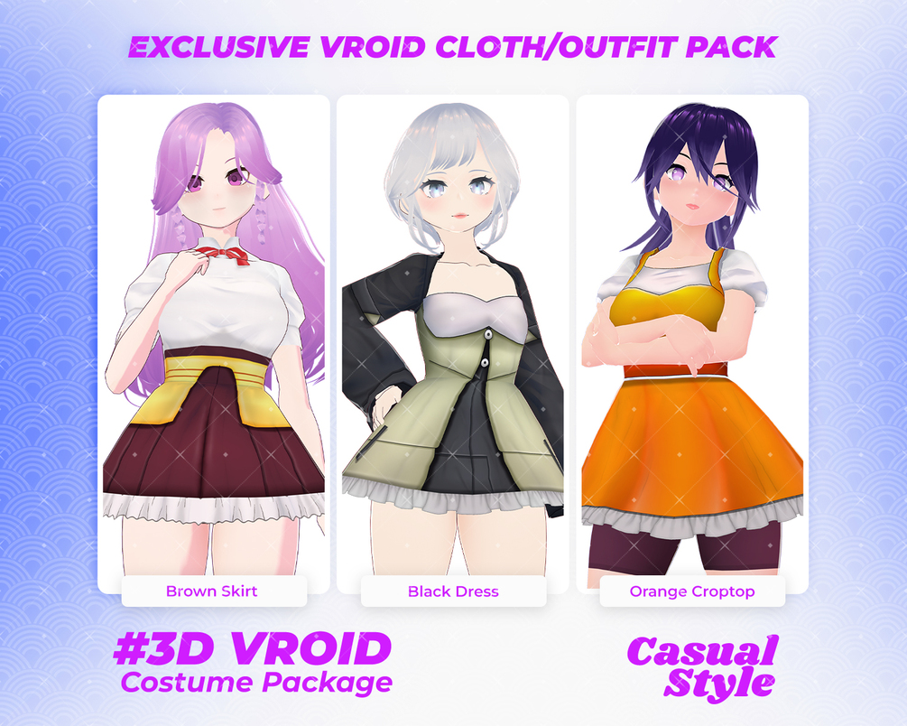 VRoid Clothing Pack, Divas Wardrobe, Girl Gear, Online Outfits, VRoid ...