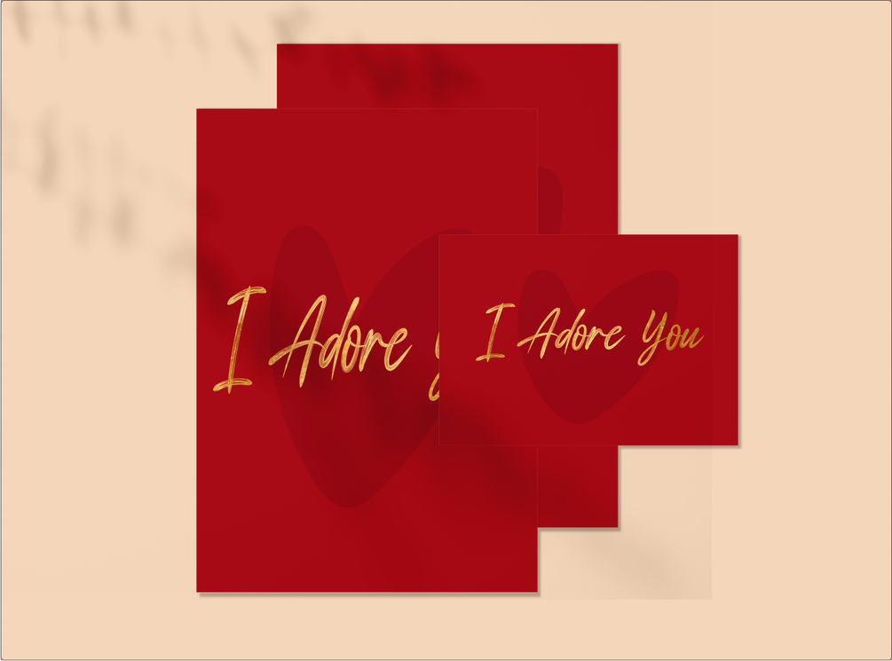 valentines gift gold, I adore you , Romantic card