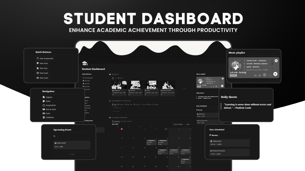 Student Dashboard Notion Template