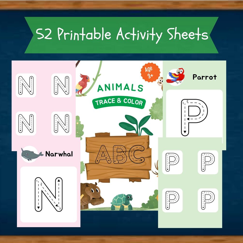 52 Printable Activity Sheets - Trace & Color the 26 Capital Letters