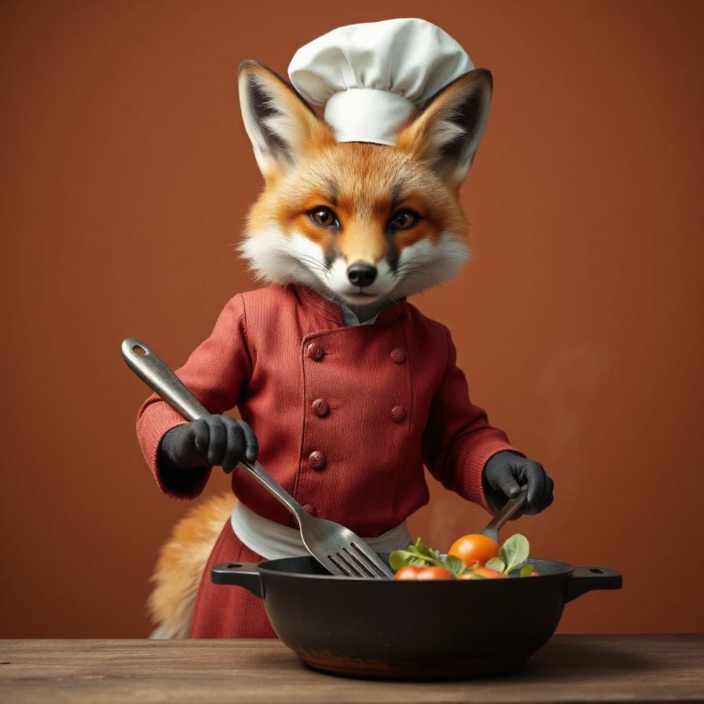 The Gourmet Fox – Intricately Detailed Surreal Animal Chef Art Print