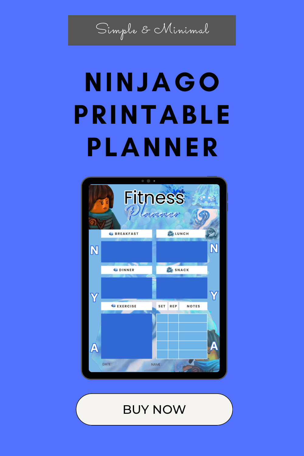 workout planner Ninjago Nya themed || printable☾⋆⁺₊🎧