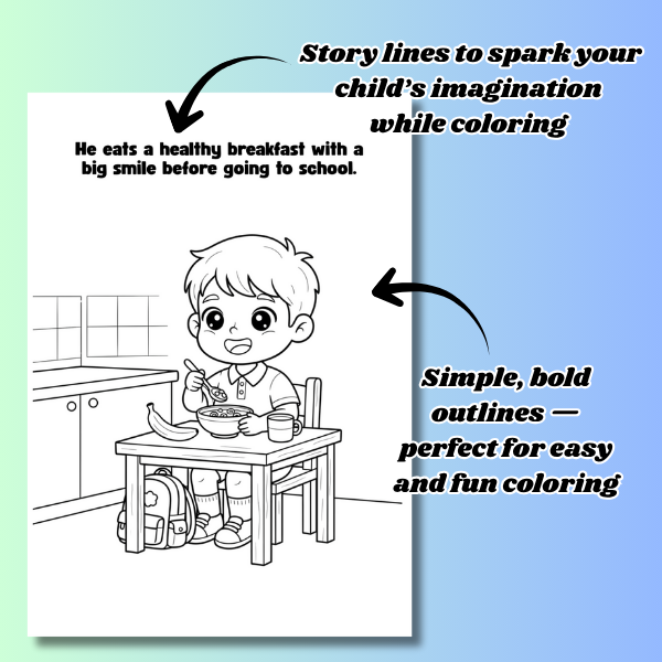 My Busy School Day Coloring Book for Kids Ages 3-5 | Kawaii School ...