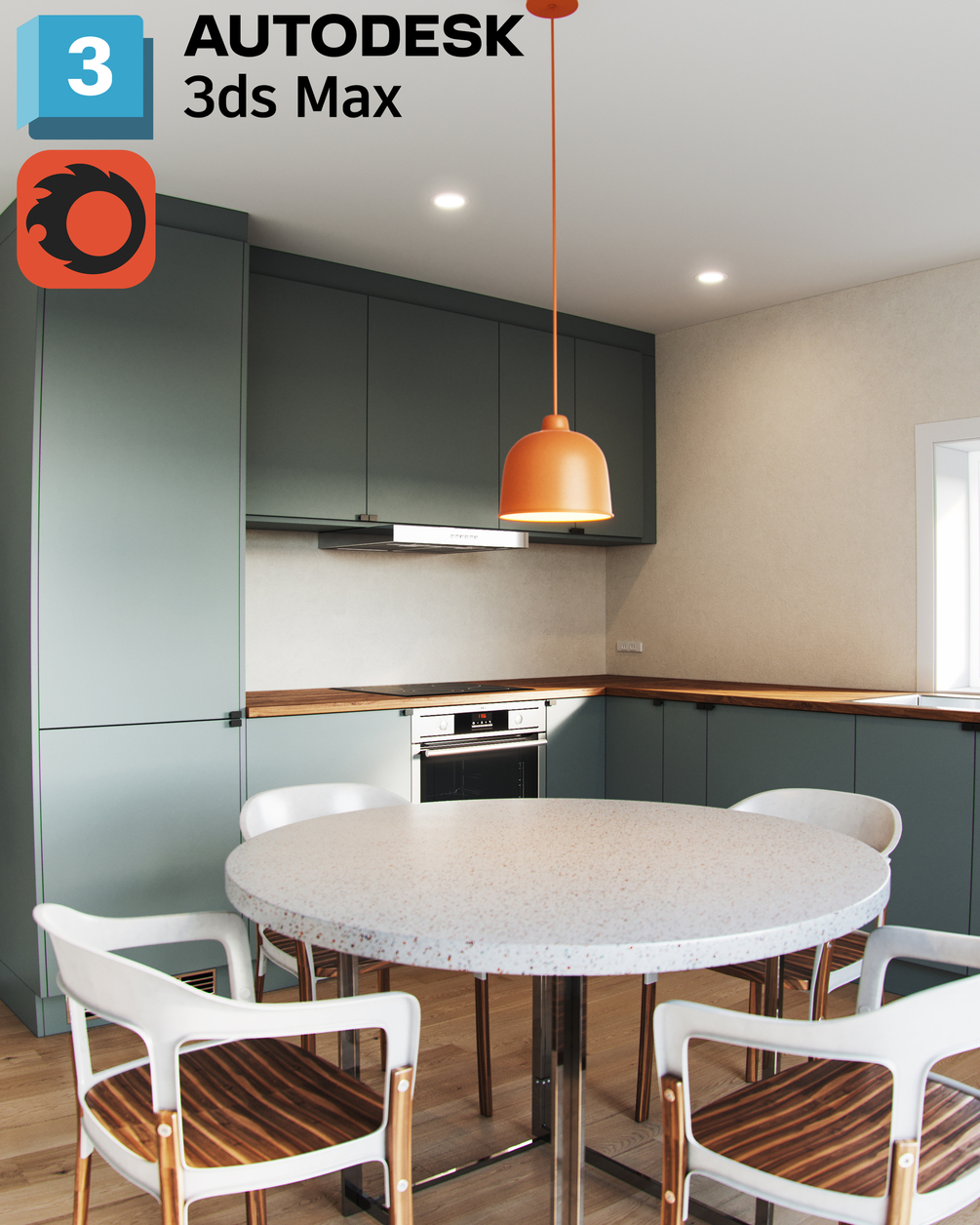 Minimalist kitchen 3ds max - corona render - PSD file ( full scene ...