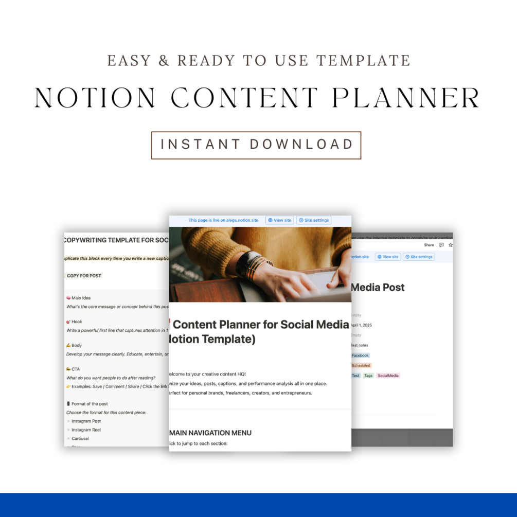 Notion Content Planner Template | Social Media Strategy | Calendar ...