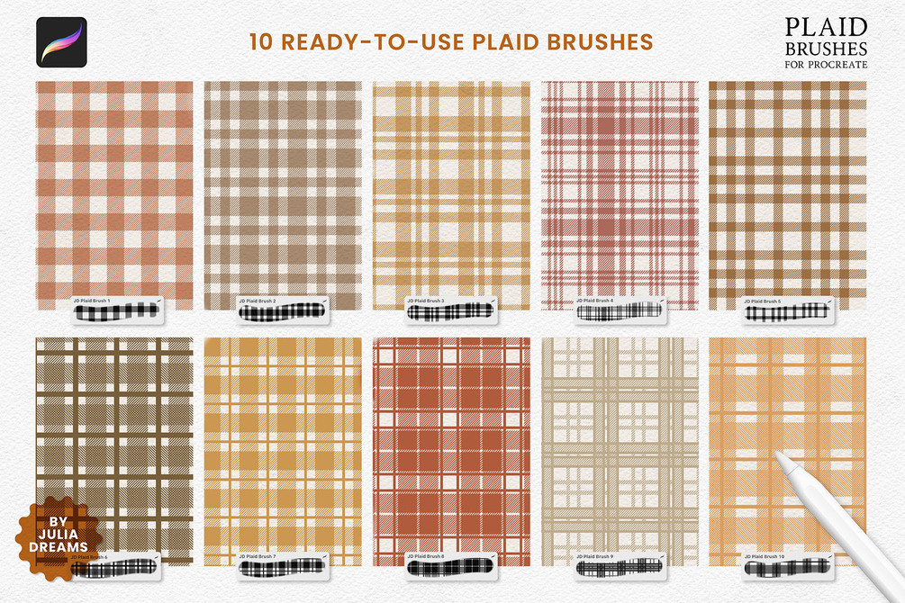 Plaid Effects Pattern Brushes for Procreate