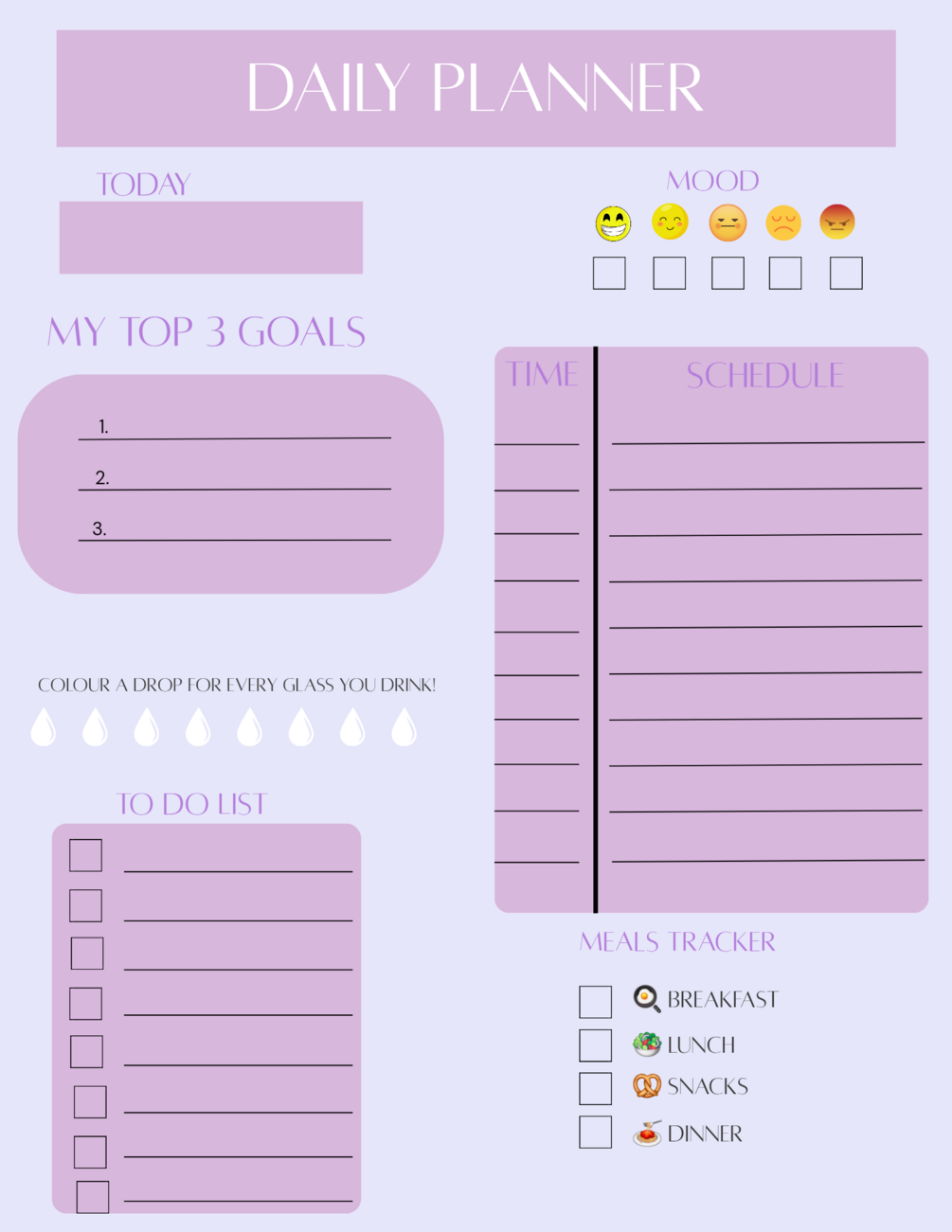 The lavender glow Daily planner