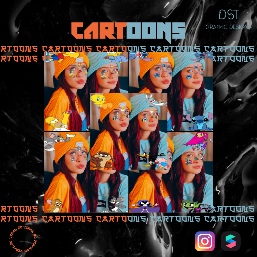CARTOONS AR FILTER | lut | 5 ui cartoon stickers | 5 cartoon frames | blush
