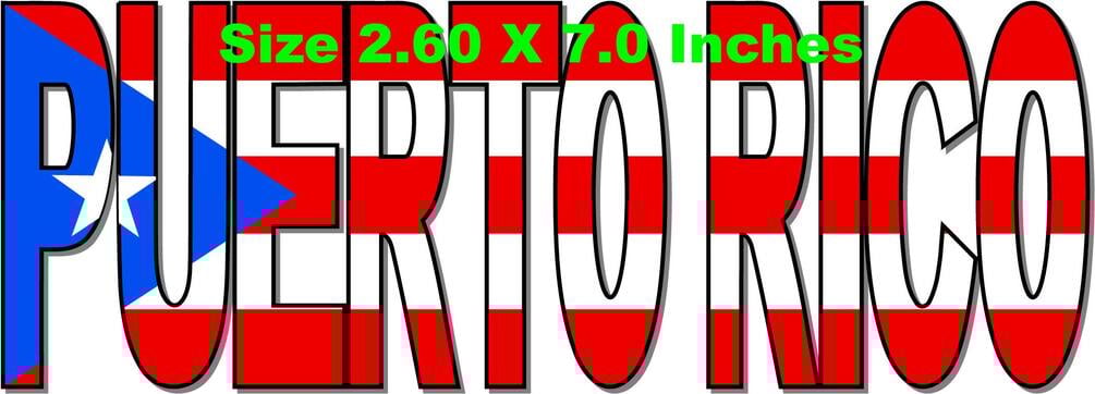 Puerto Rico Flag Sticker Car Decal Puerto Rico letters (Pack of 2)