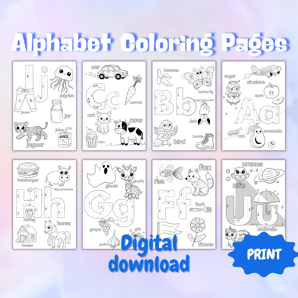 ABC Coloring Book for Kids | Letters & Words Printable Pages | Digital ...