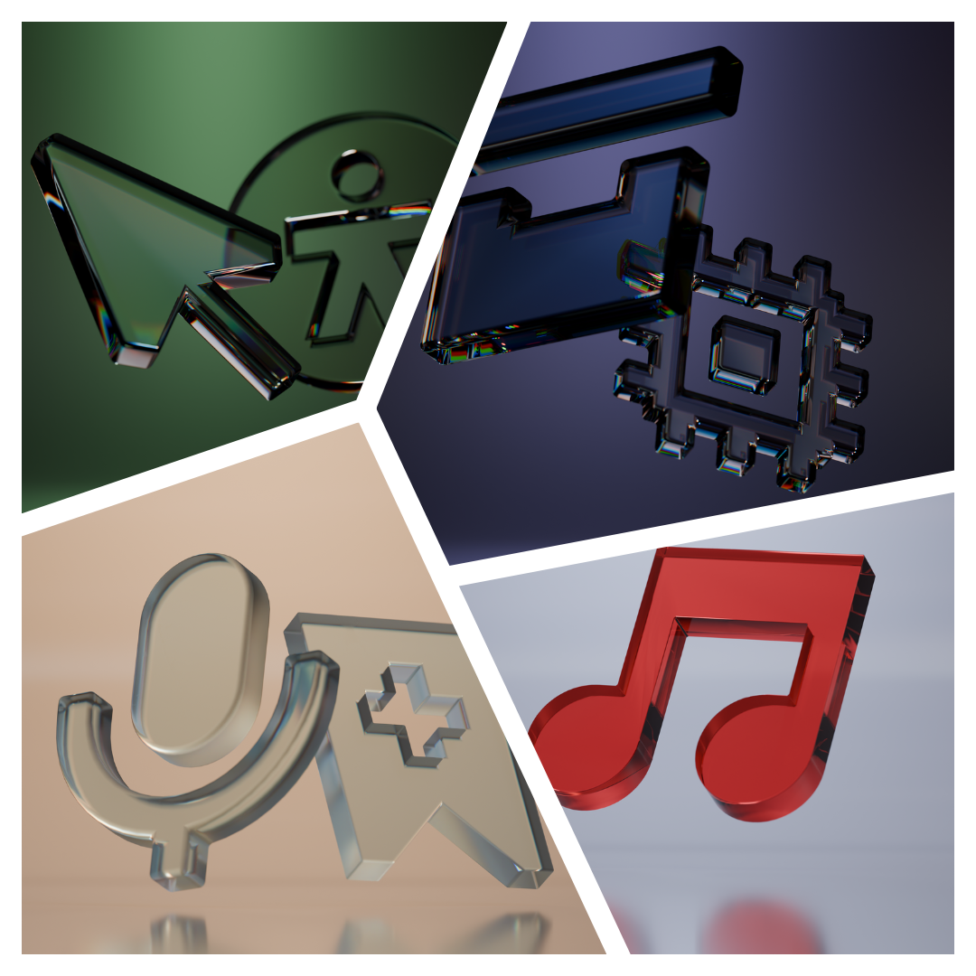 Skeuomorphism 3D icon Pack - 3D Graphic Design / Glassmorphism