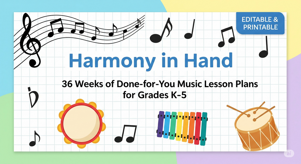 Harmony in Hand: 36 Weeks of Done-for-You Music Lesson Plans (K–5)