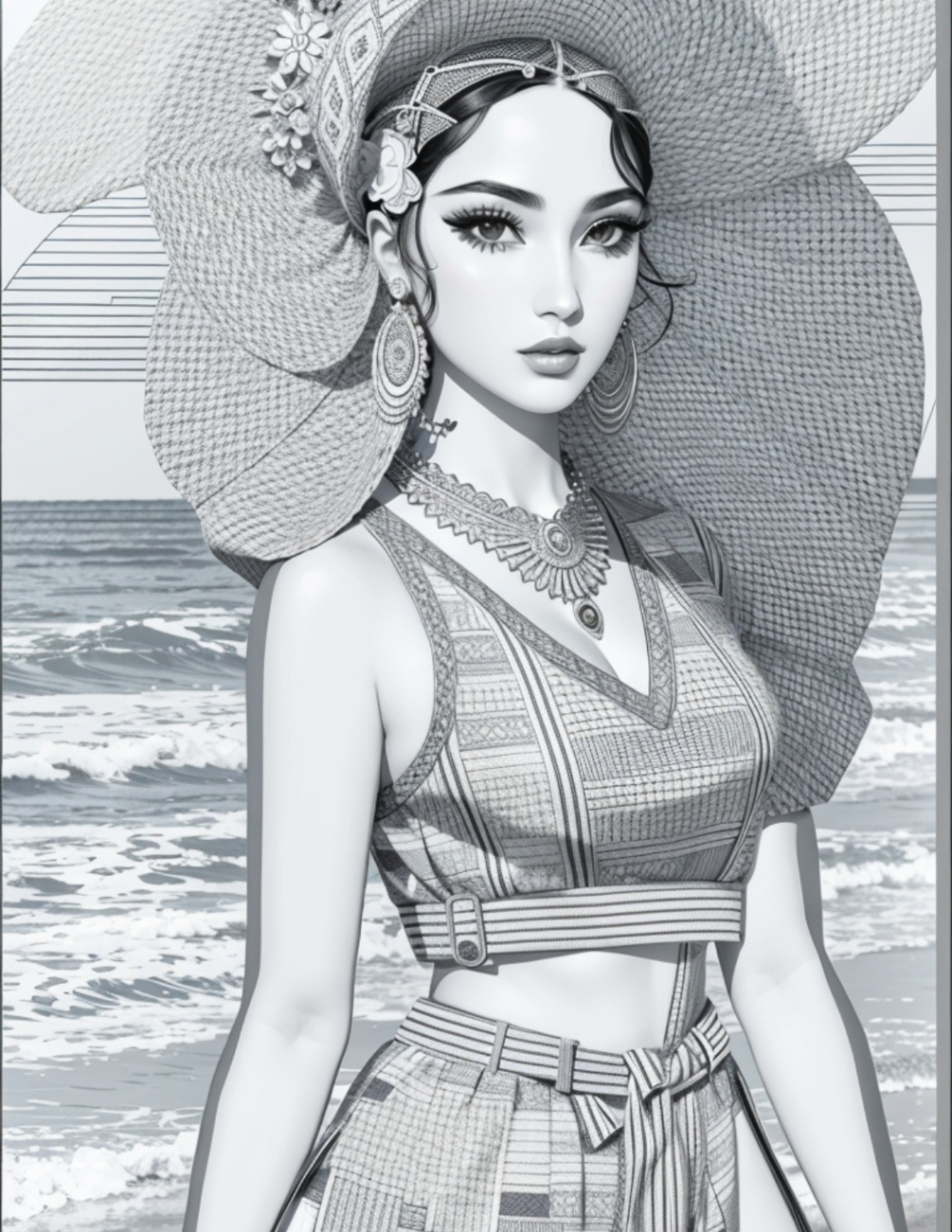 38 Beach Beauties Coloring Pages For Adults And Kids PDF File A4
