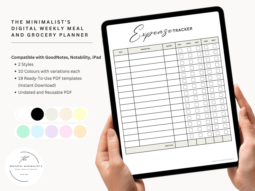 Minimal Digital Expense Spending Tracker | Clean Productivity Template ...