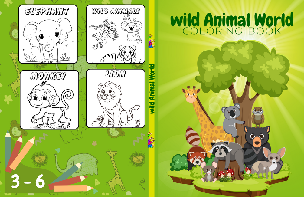 Wild Animal World : coloring Book