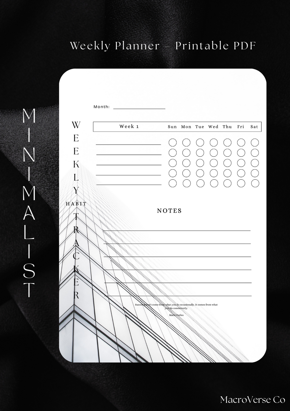 Minimalist Weekly Planner – Printable PDF