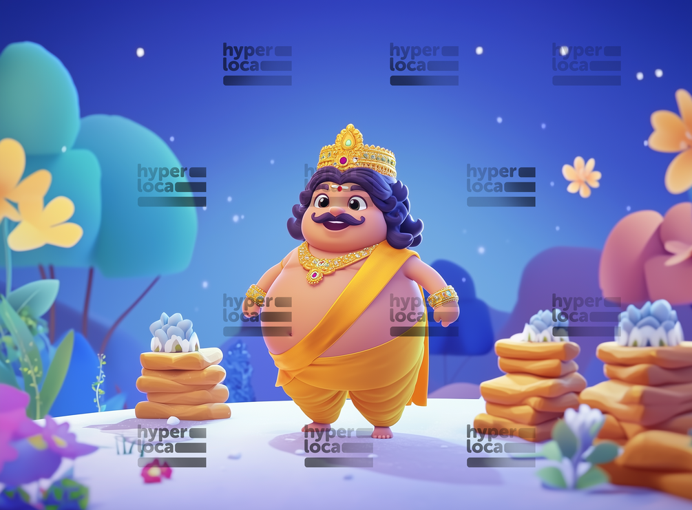 Vibrant Maveli Mahabali Stock Illustration Onam Festival Art Qq16