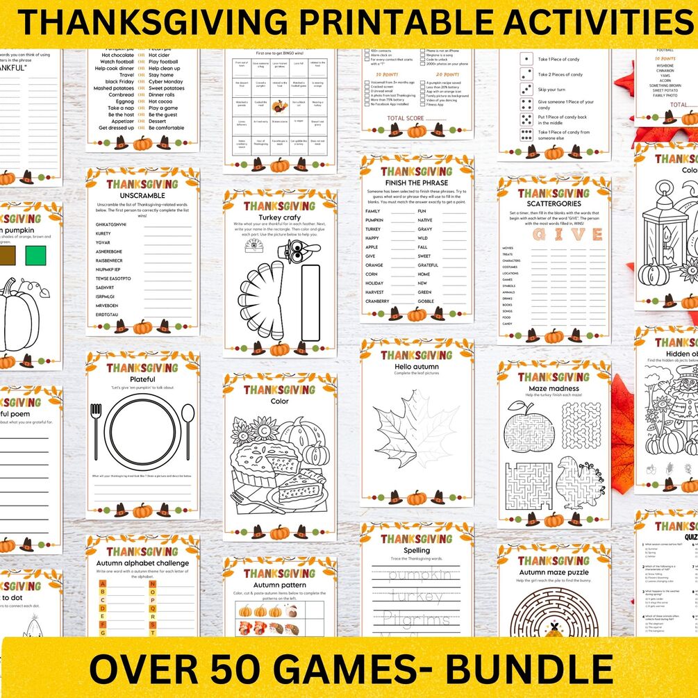 Thanksgiving Kids Activities Bundle: Fun & Festive Learning for the ...