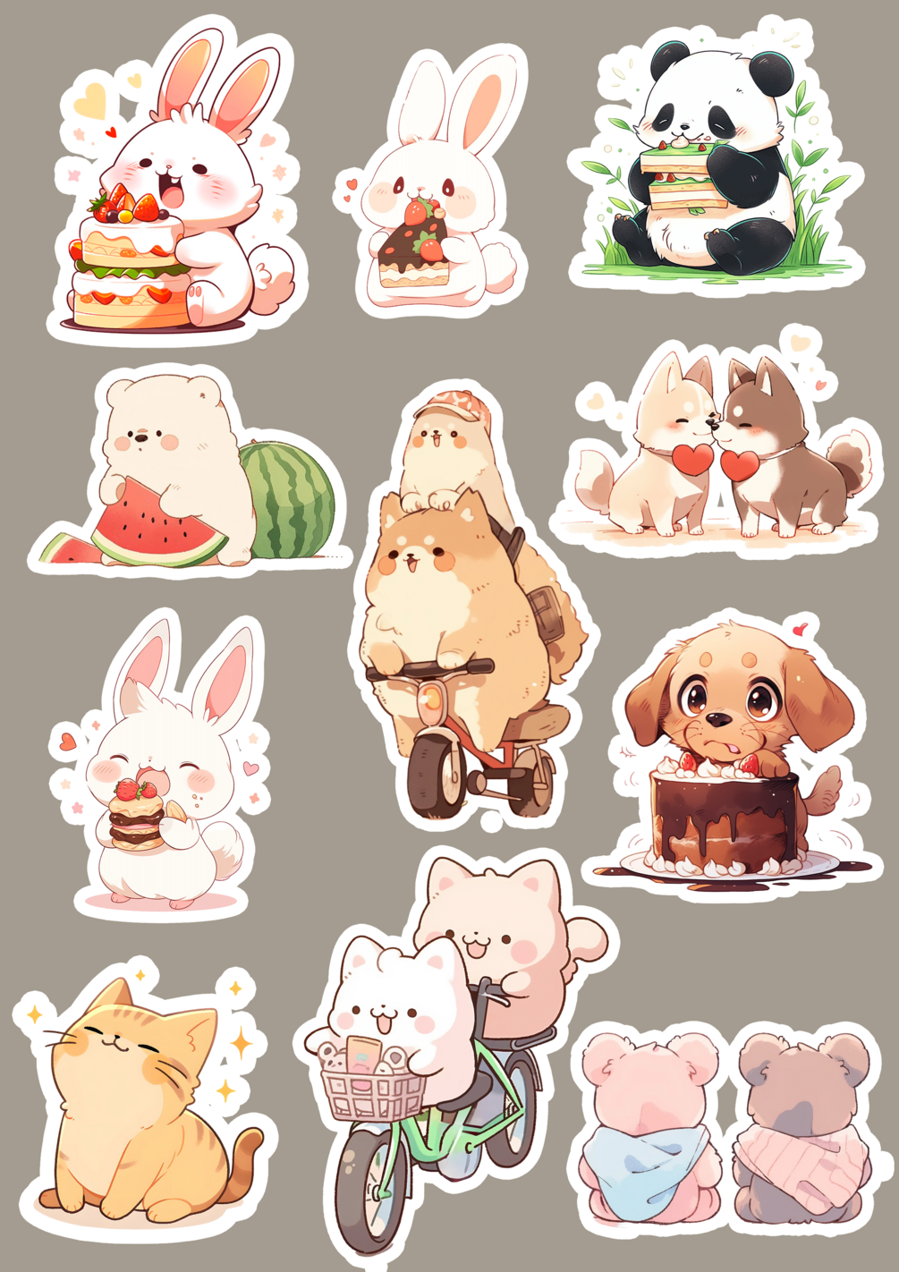 Cute animals printable A4 sheet, SVG and PDF