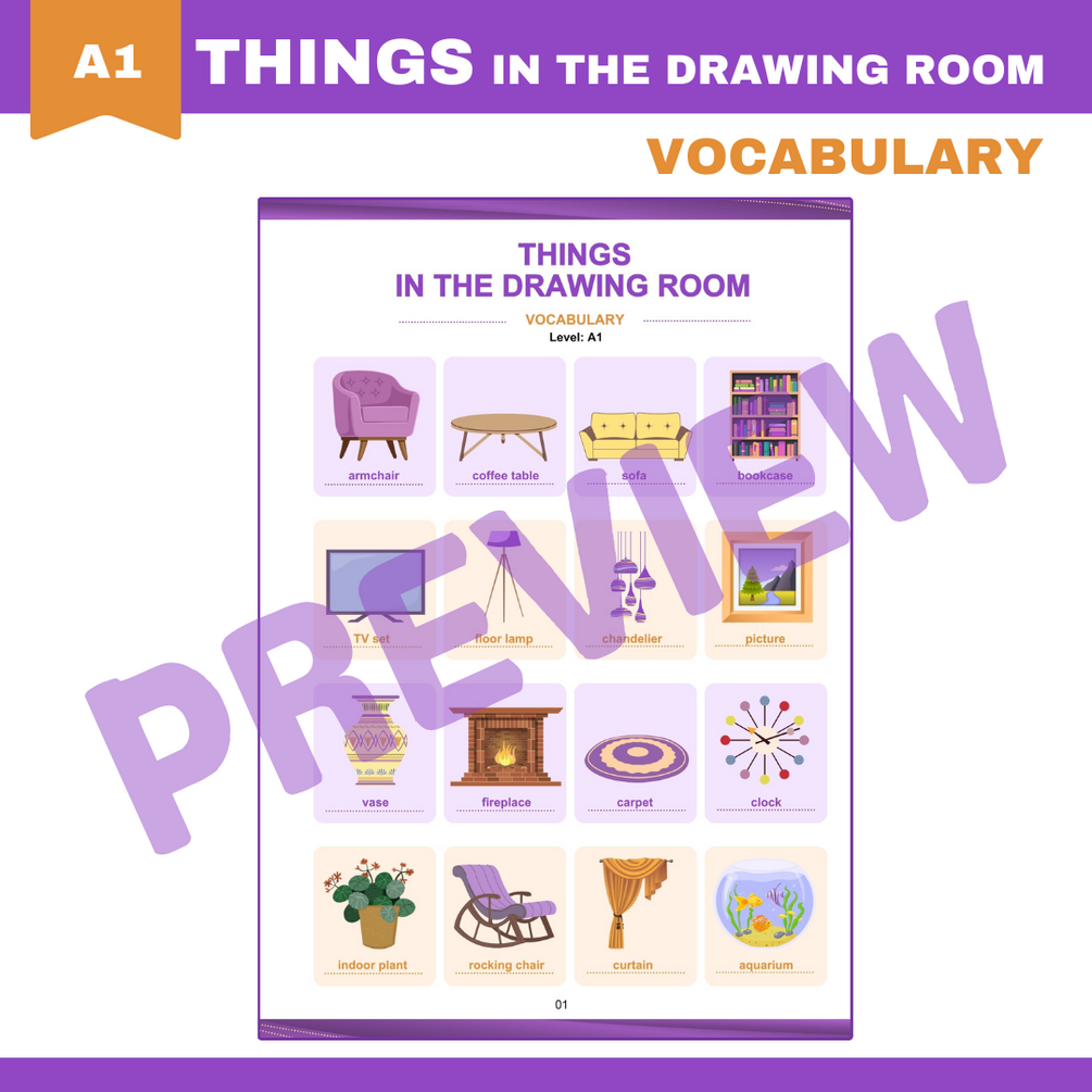 Drawing Room Vocabulary Worksheet