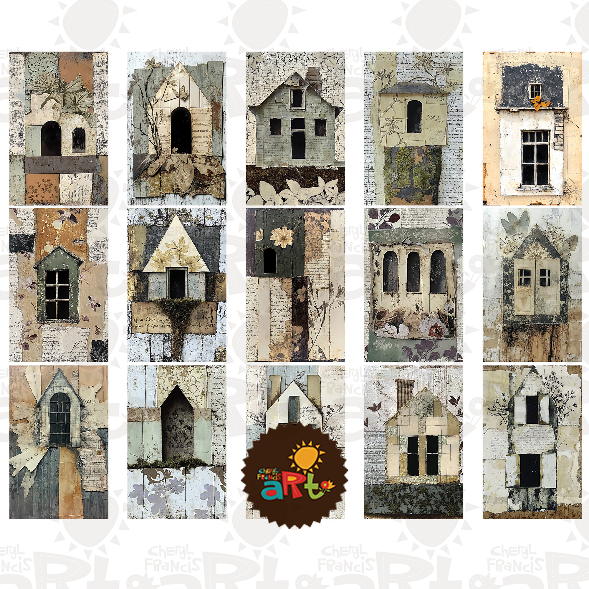 15 pc Collage Fairy Home Scenery Printable Junk Journal Half Papers for ...