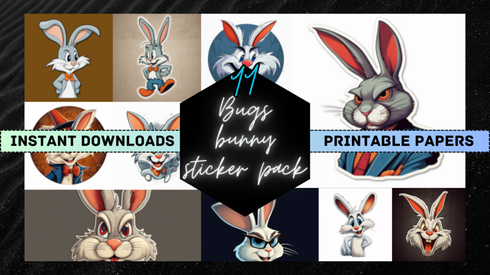 Bugs bunny sticker pack (11), Printable stickers, Cartoon Style Digital ...
