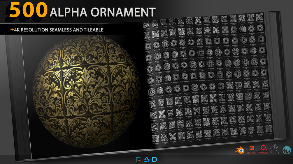 +500 Alpha Ornament - (seamless and tileable)