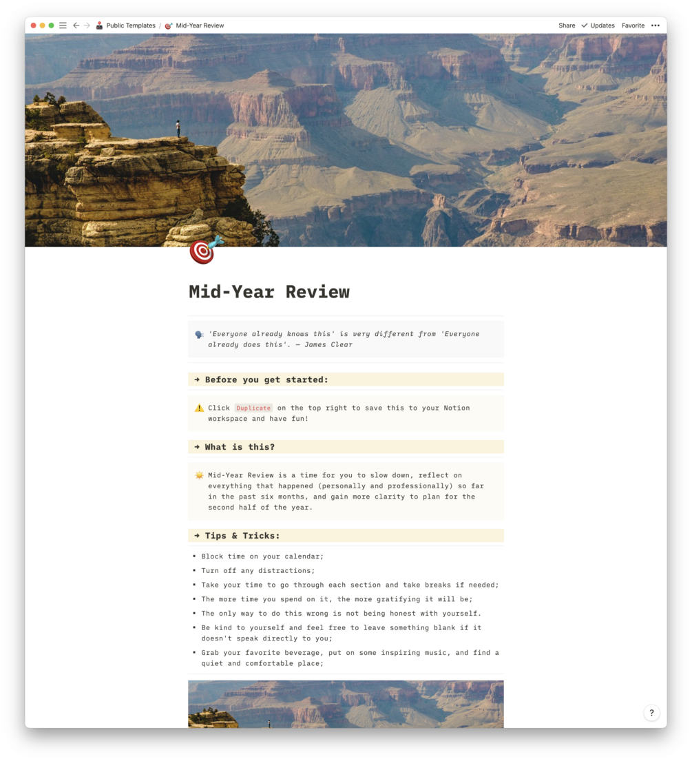 Mid Year Review Notion Template