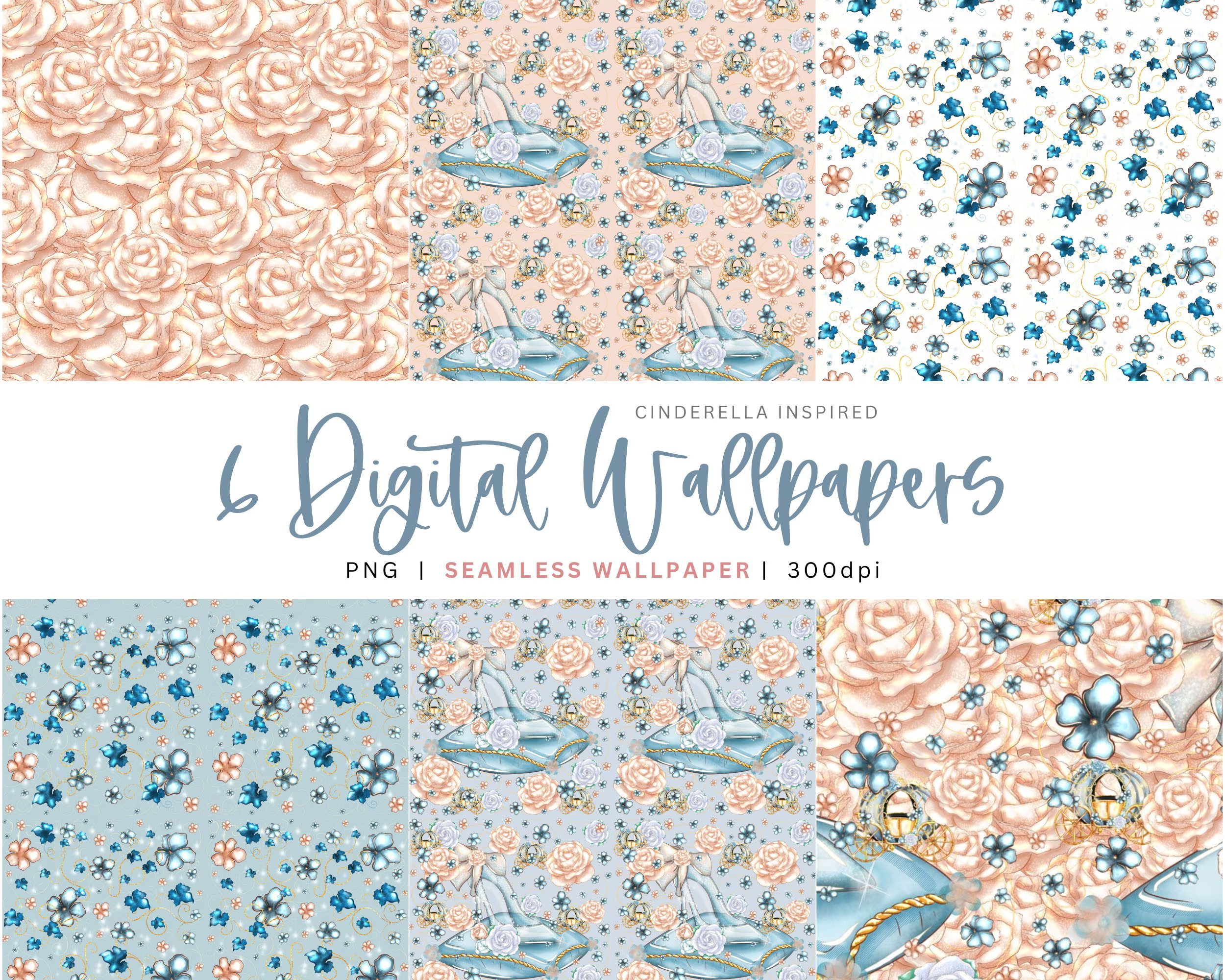Midnight Cinderella Paper Pack: Watercolor Princess & Patterns for ...