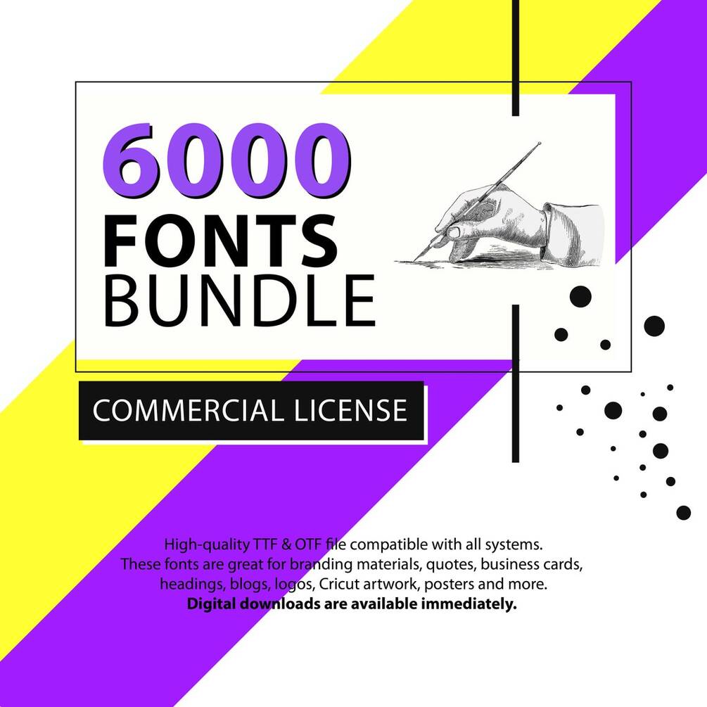 FONTS BUNDLE | 6000 Font Styles for Commercial Use, Digital Cool Font ...