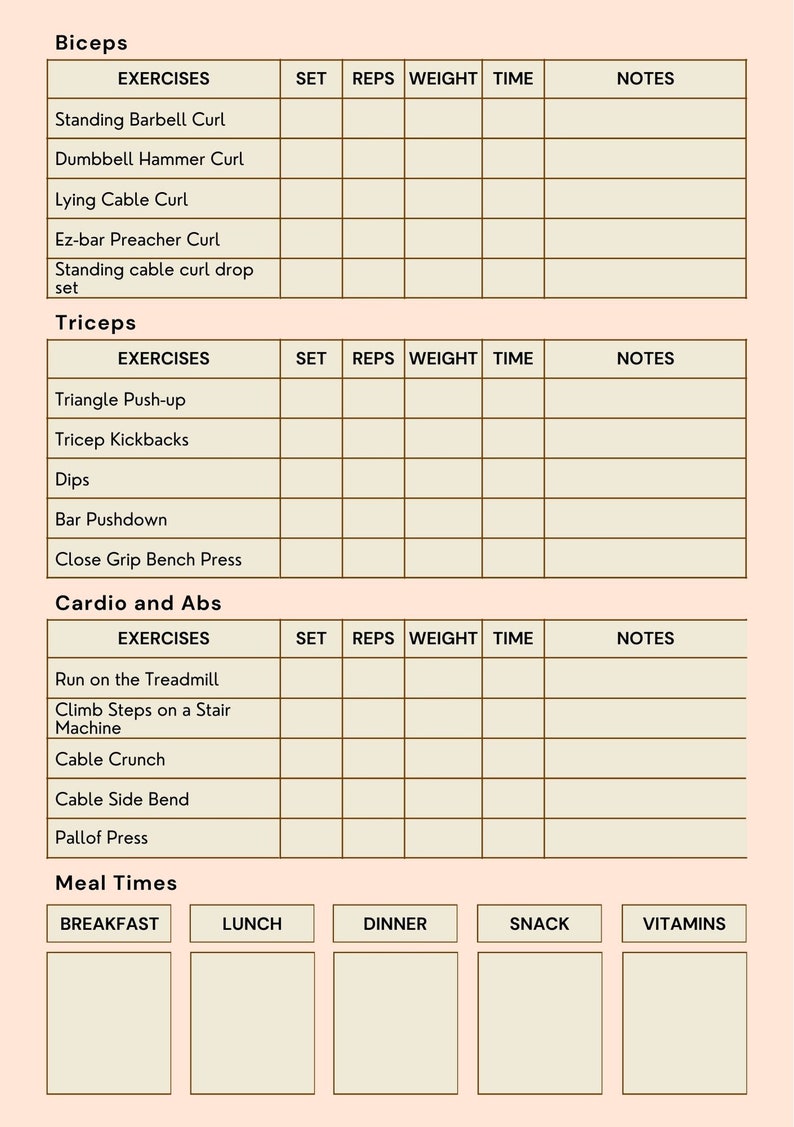 Complete Fitness Planner Canva Template | Workout Tracker, Logs ...