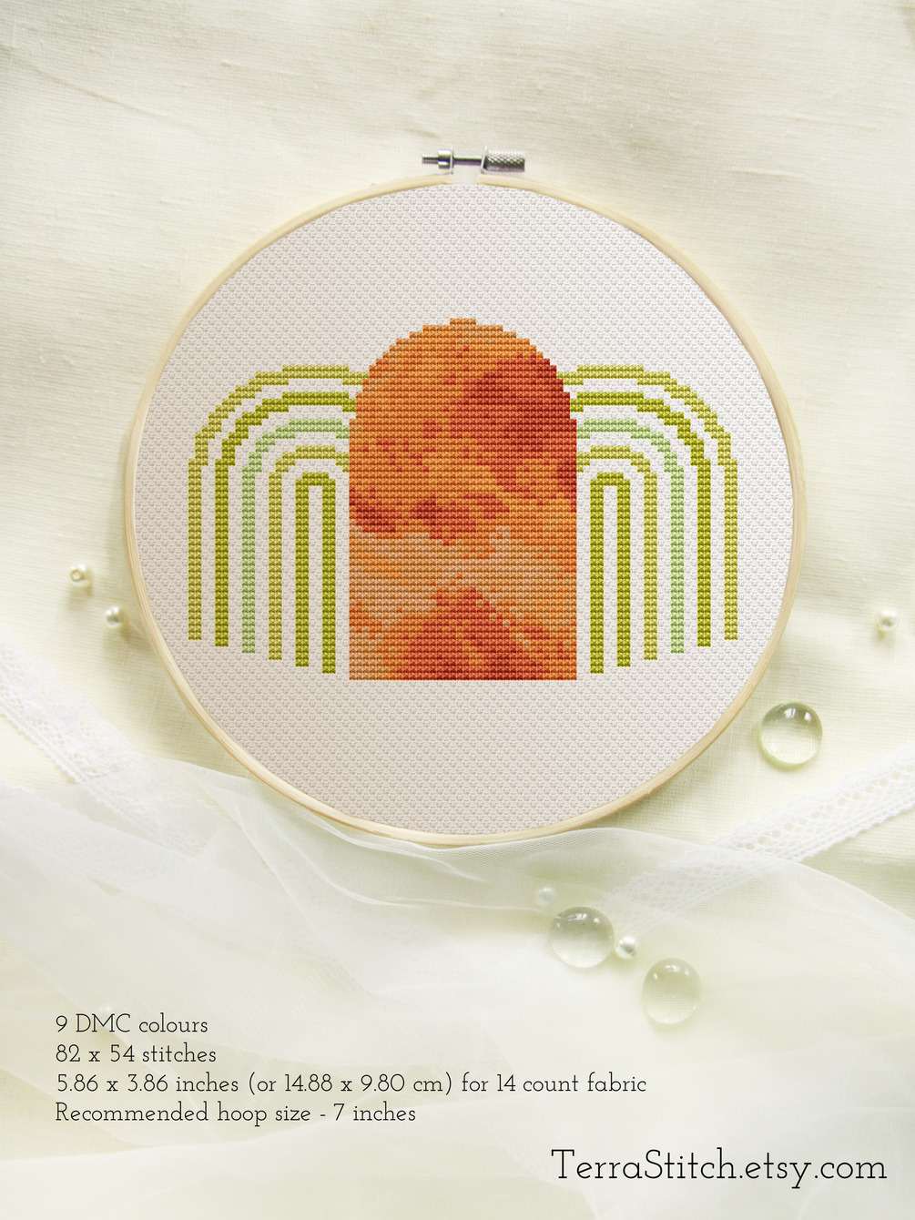 Modern arch cross stitch pattern Boho cross stitch PDF Terracotta and ...