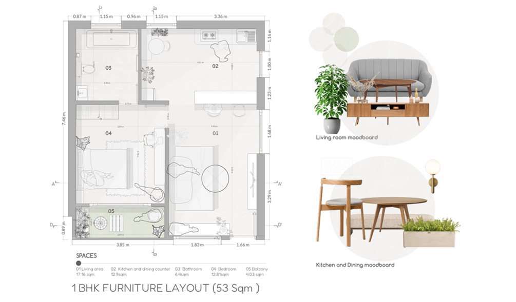 1BHK Complete Layout Pack A3 Size – Editable Rayon Template for ...