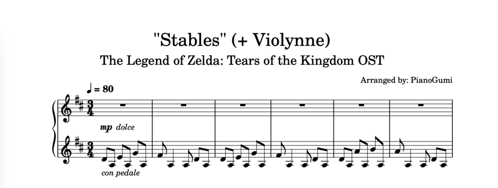 The Legend of Zelda: Tears of the Kingdom OST - "Stables" (+Violynne ...