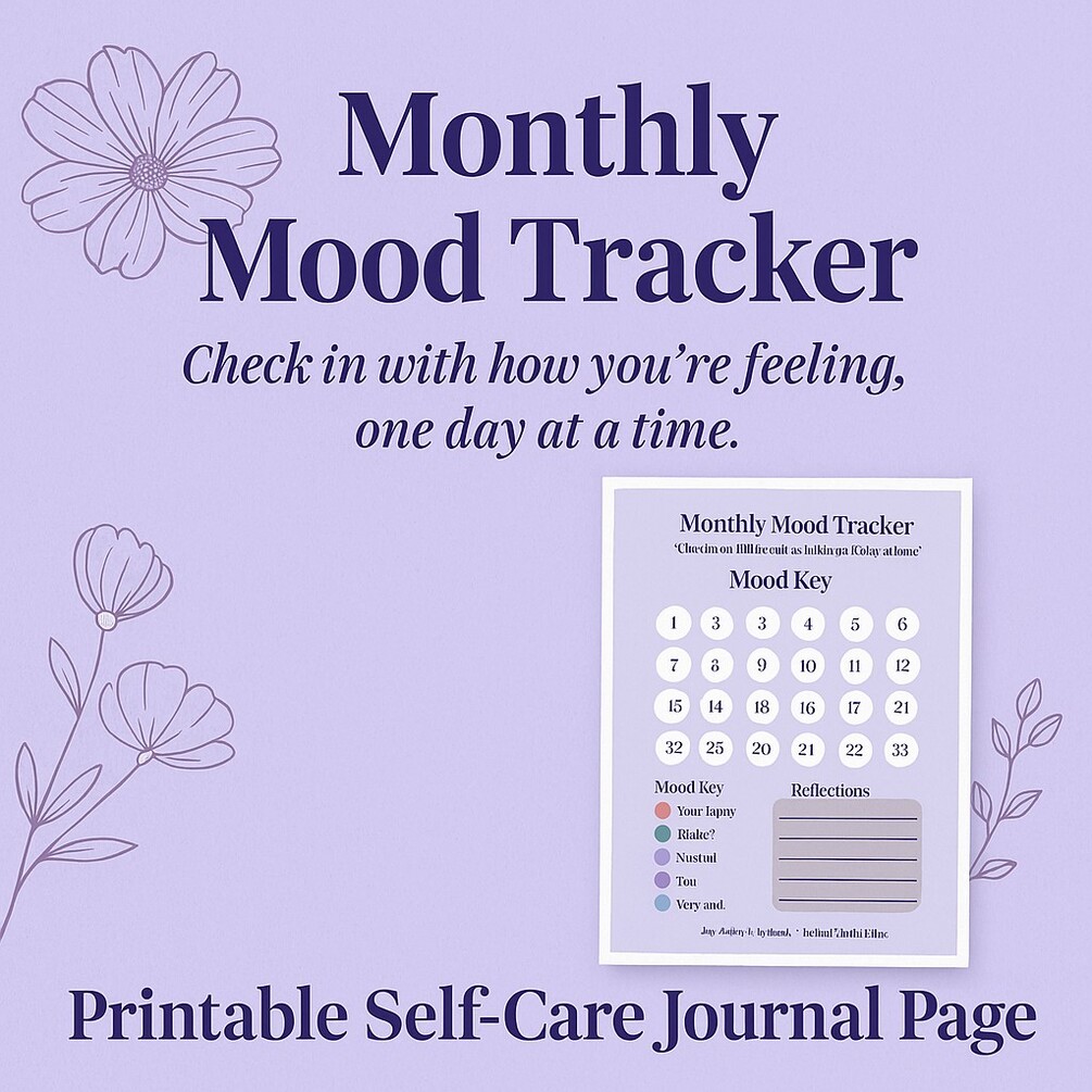 Monthly Mood Tracker – Printable Self-Care Journal Page