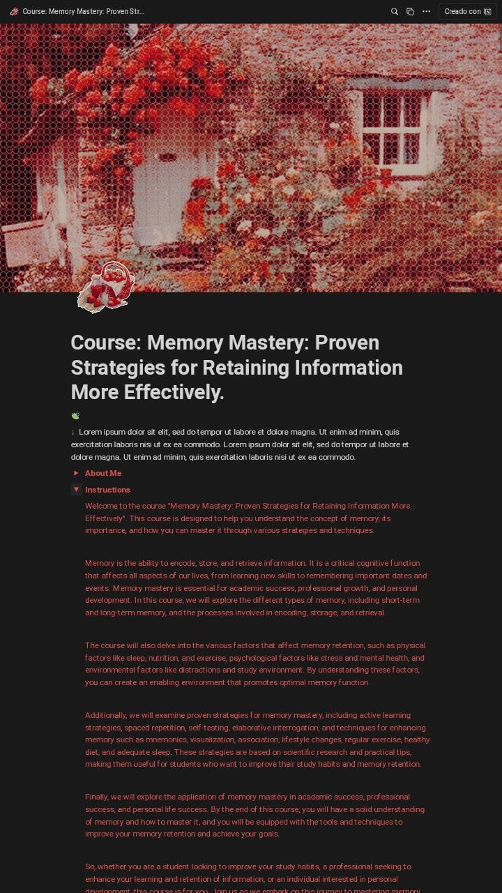 Course: Memory Mastery: Proven Strategies for Retaining Information More Effectively.