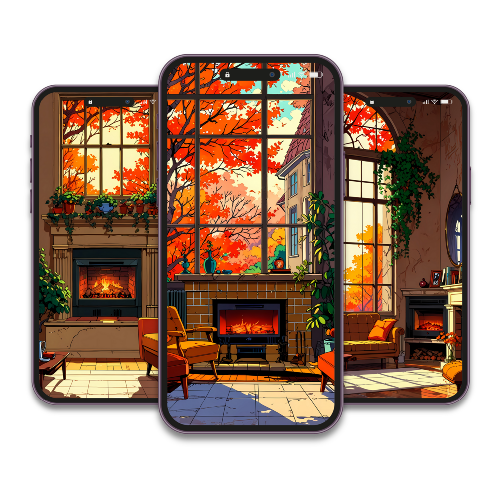 Fireplace in Autumn Wallpapers