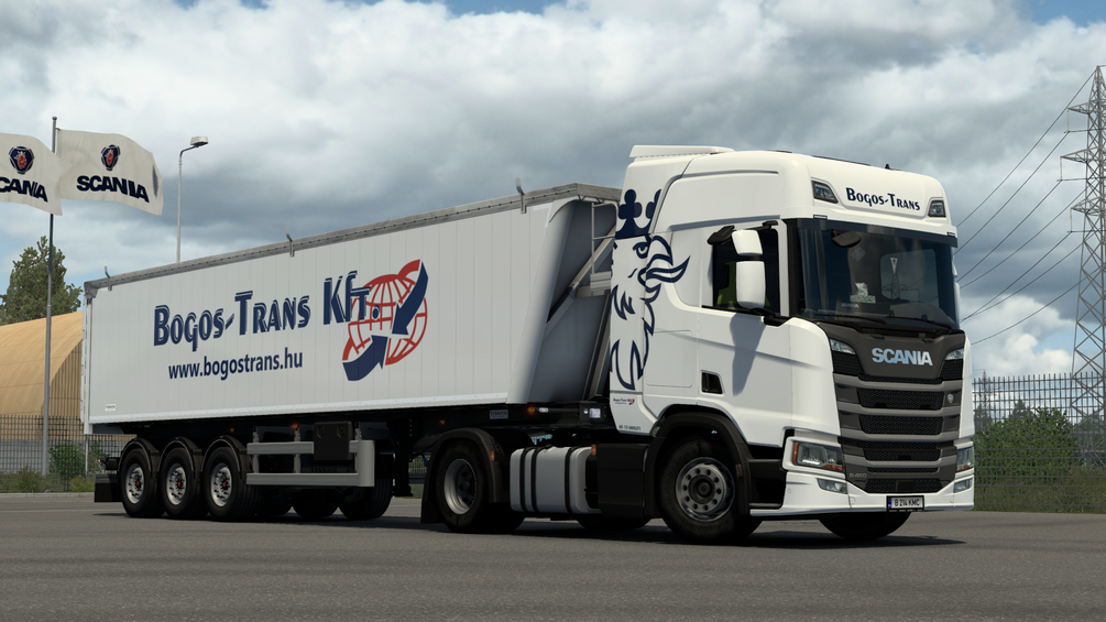 Bogos-Trans Kft skin pack for Scania G , Scania NG. R and Tisvol trailer. ETS2
