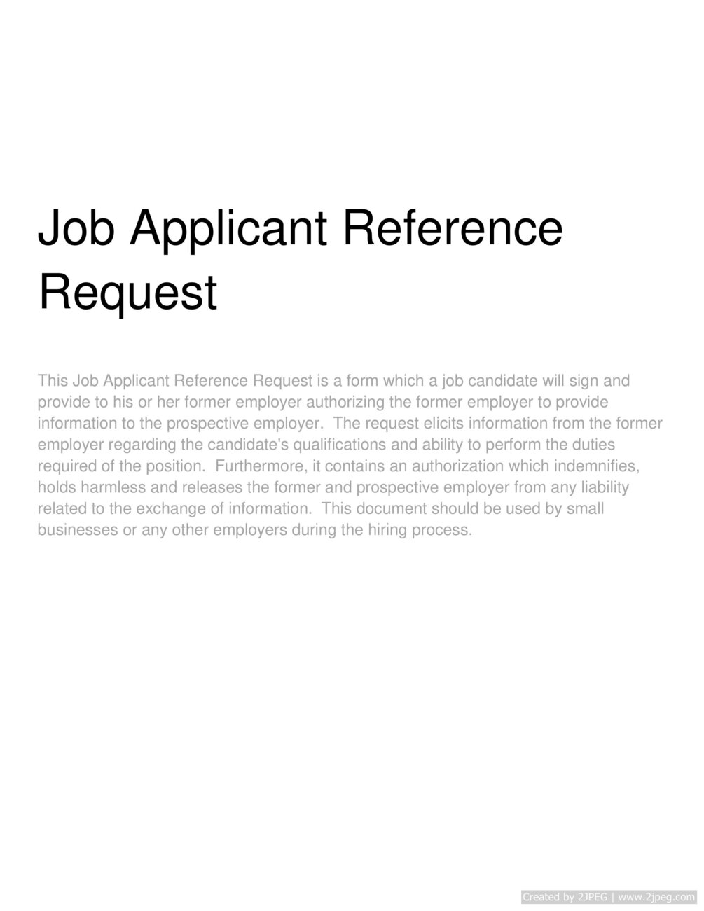 Job Applicant Reference Request