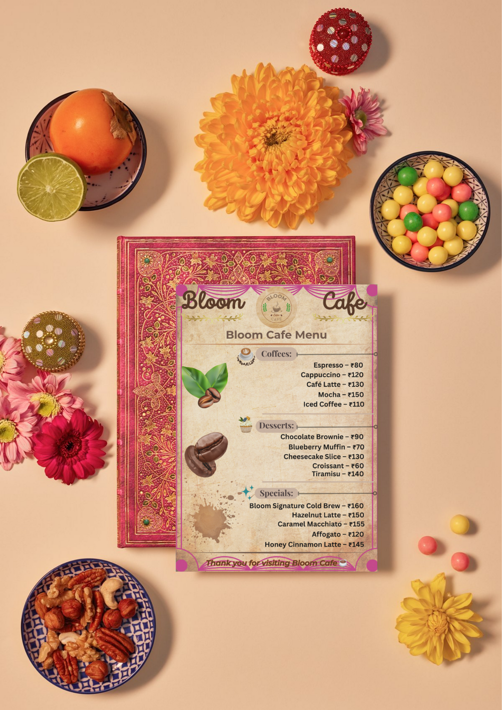 Digital Menu Card Template for Cafes.