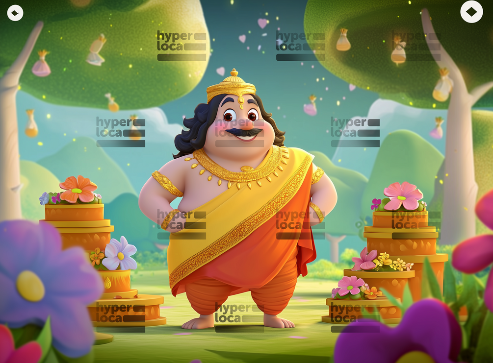 Vibrant Maveli Mahabali Stock Illustration - Onam Festival Art _qq18