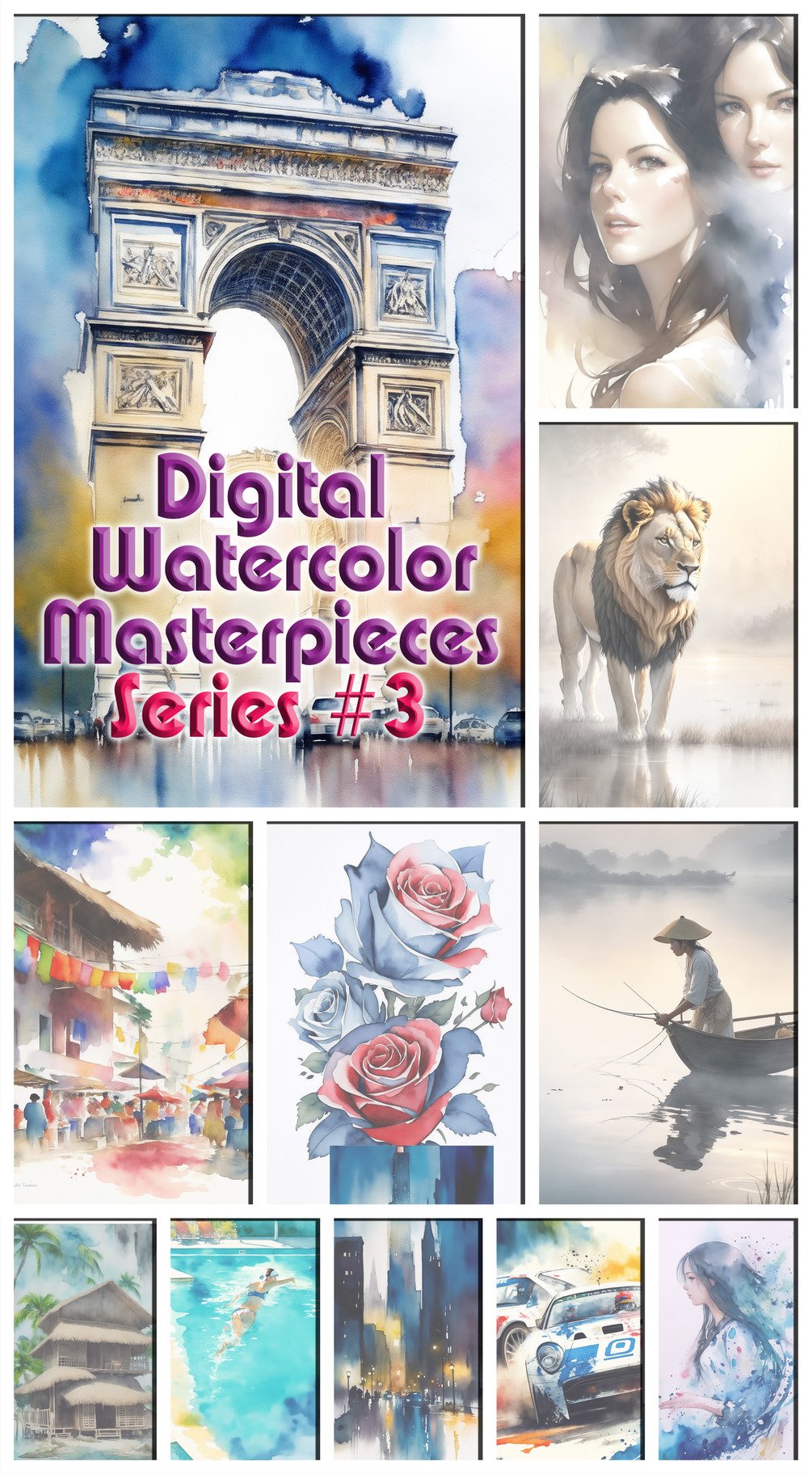 Digital Watercolor Masterpieces Series #3
