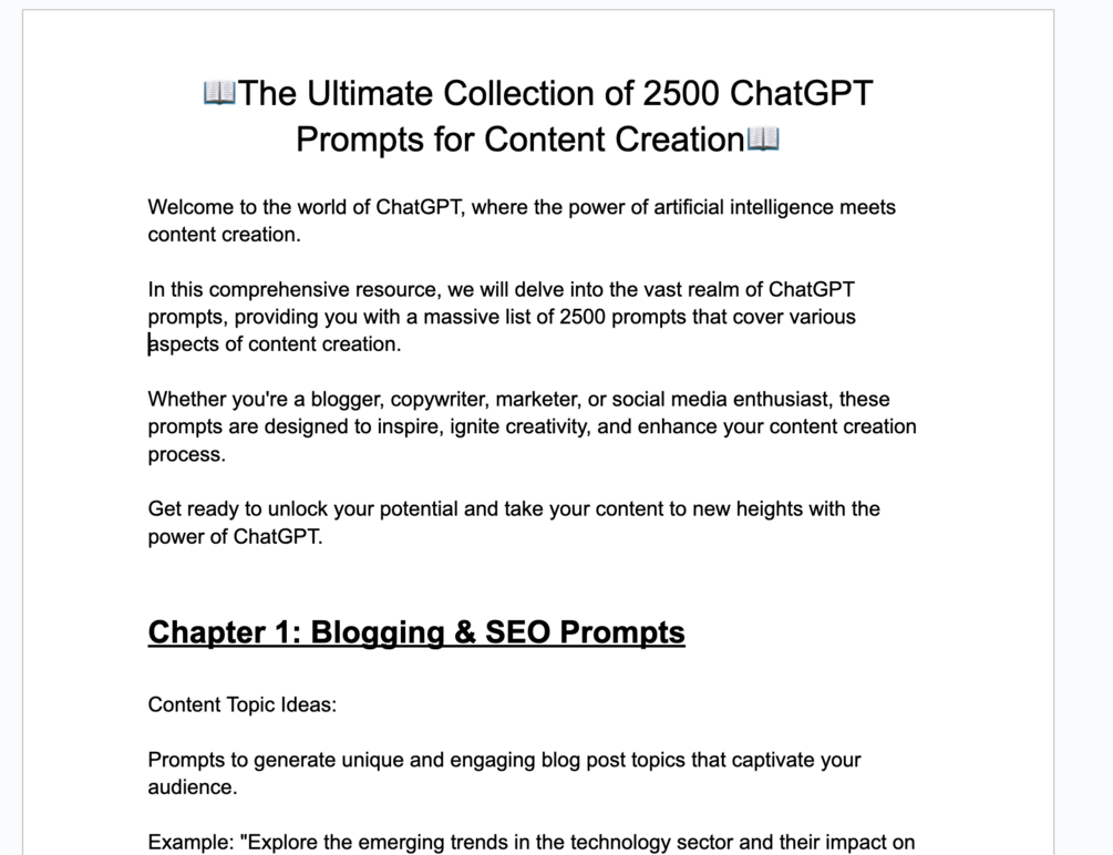 The Ultimate Collection of 2500 ChatGPT Prompts for Content Creation