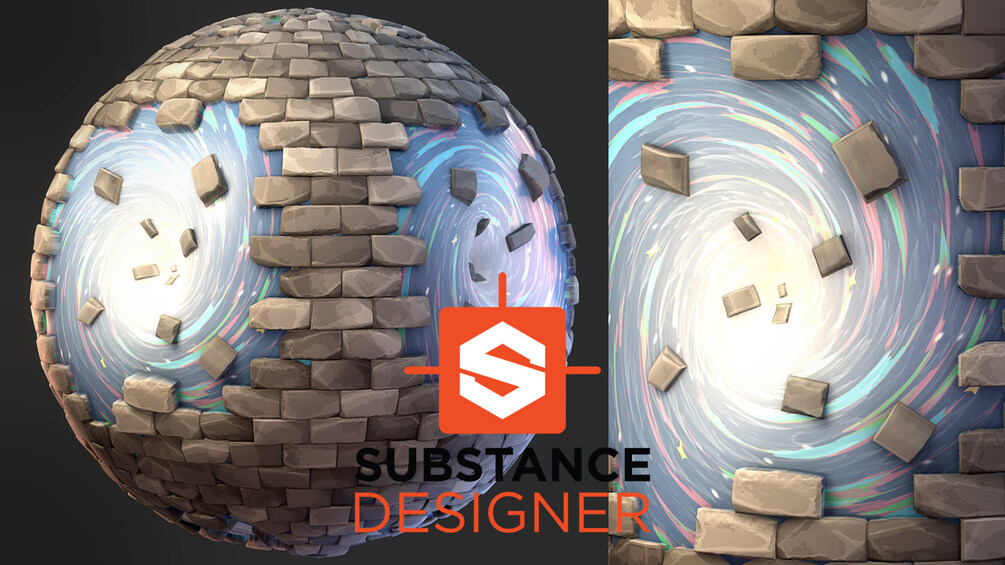Stylized Bricks with Dimension Rift Portal - Substance Designer