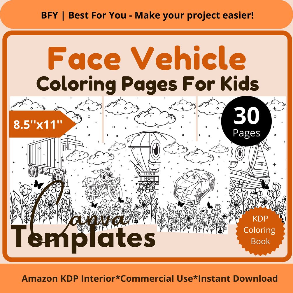 Printable Face Vehicle Coloring Page | Coloring Pages For Kids 8.5''x11 ...