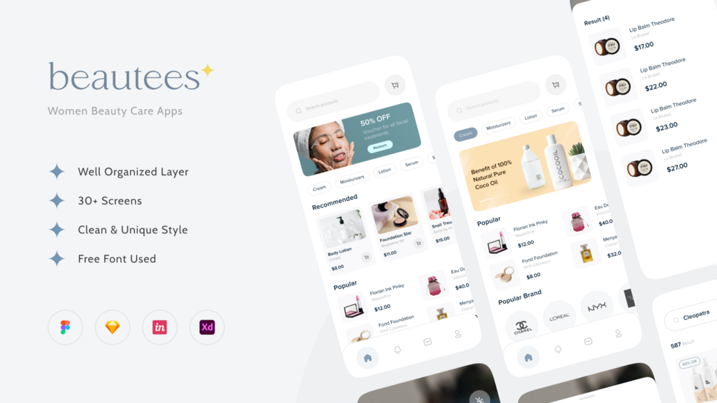Beatuees - Women beauty cares marketplace UI KIT