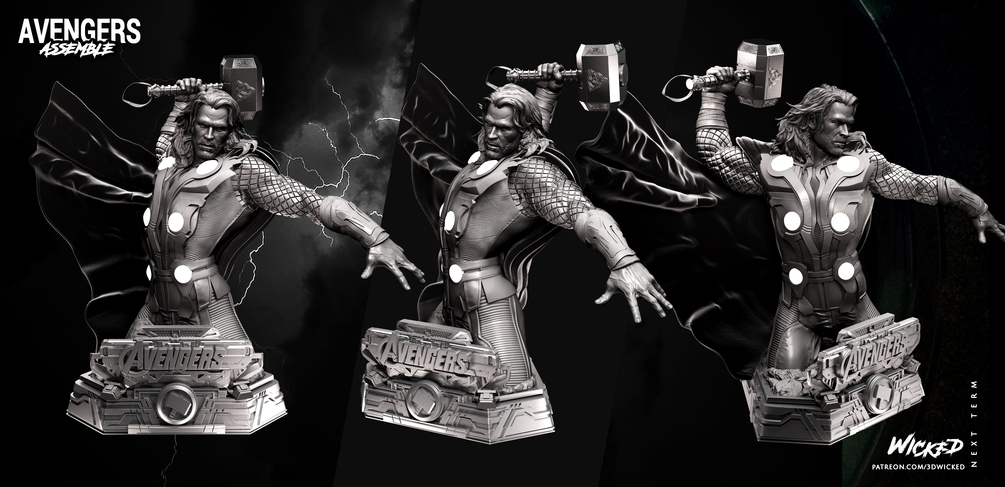 Wicked Thor Bust (Avengers Diorama): Tested and ready for 3d printing