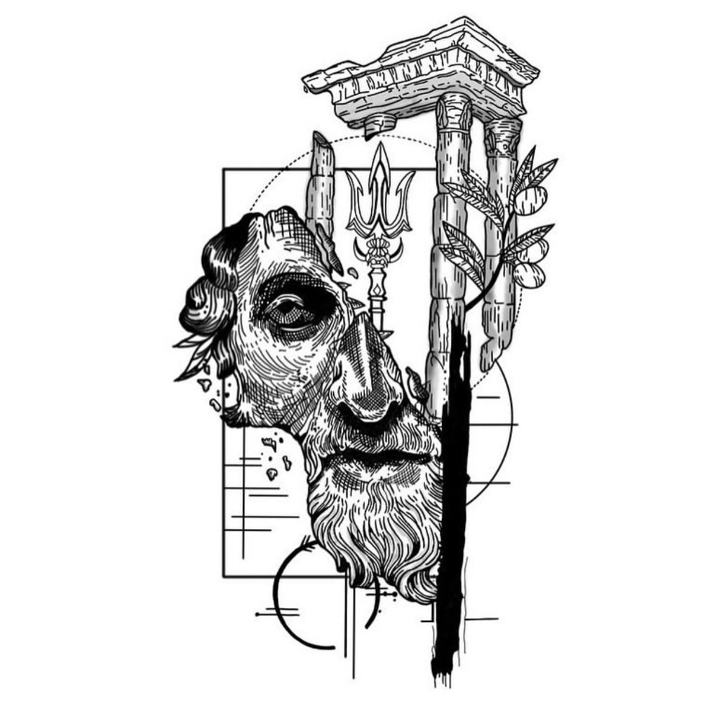 Ancient Greek Head Illustration – Digital Line Art Download